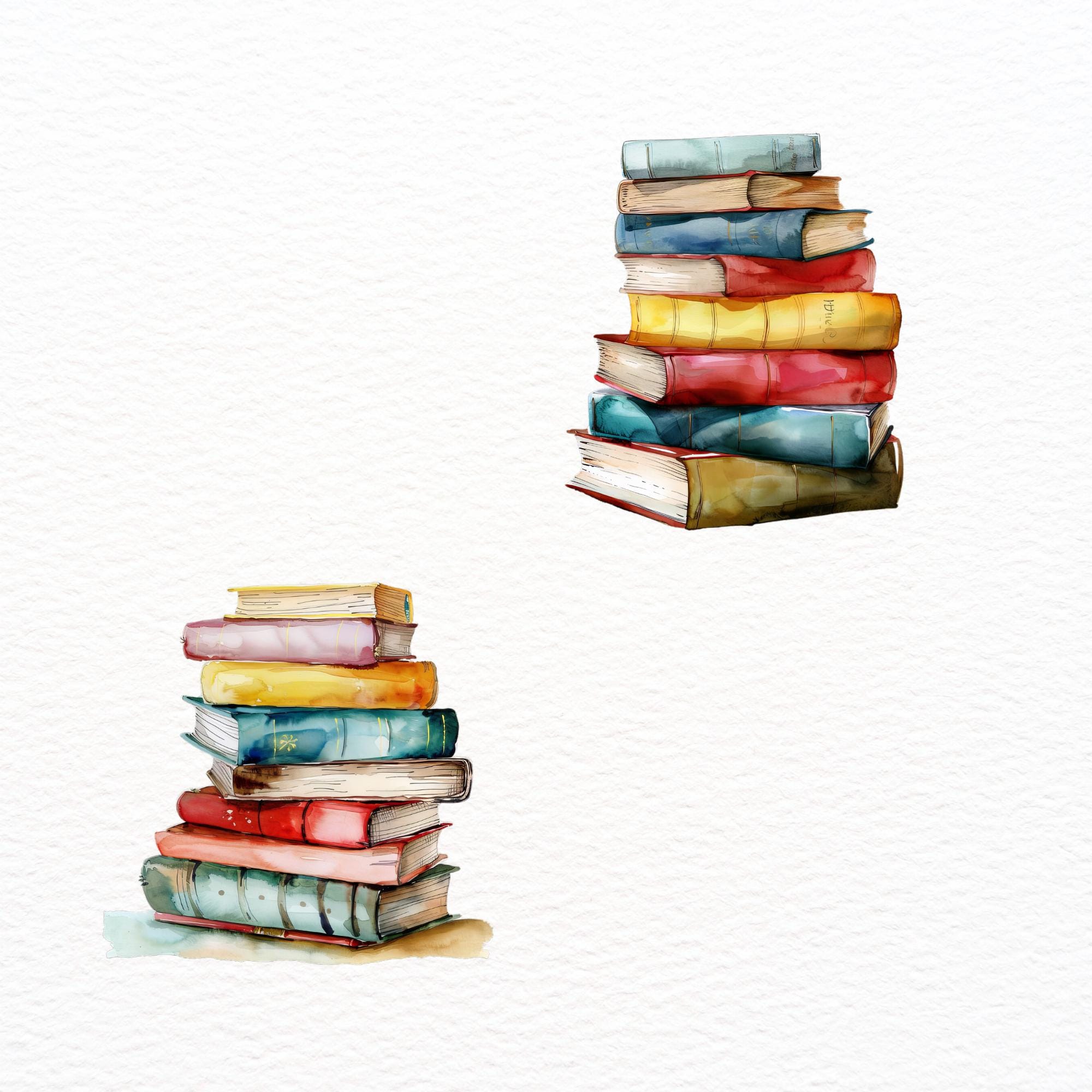 10 PNG, Watercolor Books Clipart, Watercolor Stack of Books Clipart ...