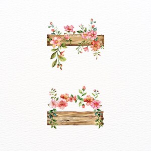10 Wooden Signs Clipart, Floral Road Sign, Printable Watercolor Clipart ...