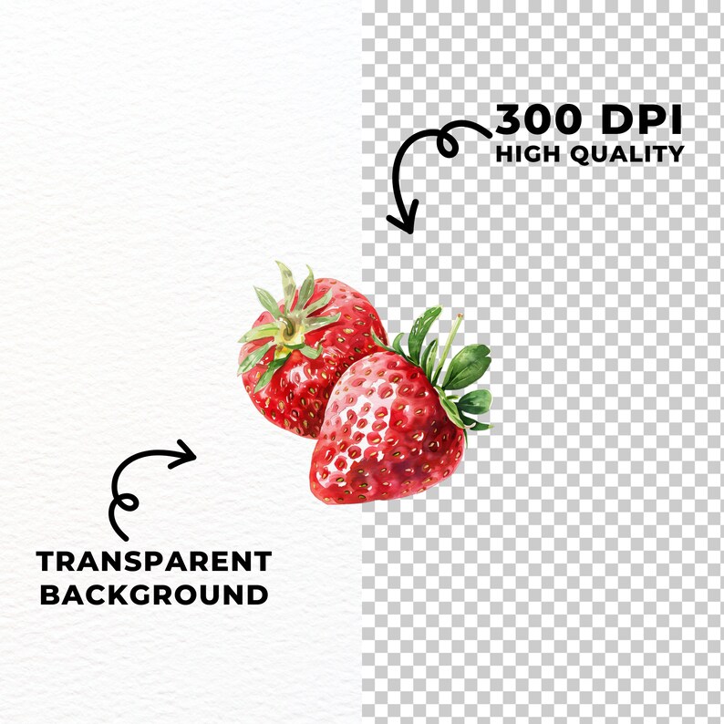 Strawberry Watercolor Clipart, Strawberry Clipart, Printable Watercolor ...