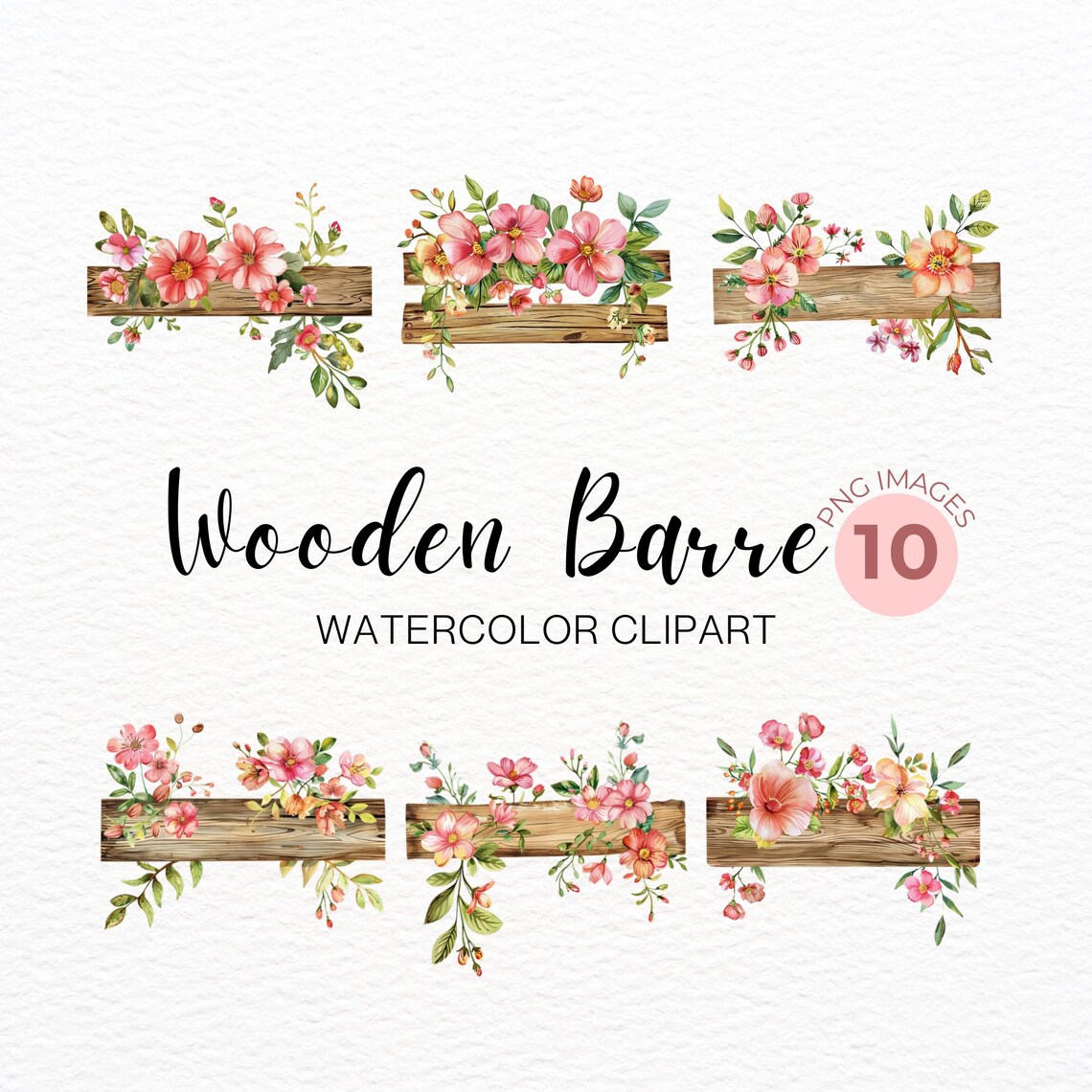 10 Wooden Signs Clipart, Floral Road Sign, Printable Watercolor Clipart ...