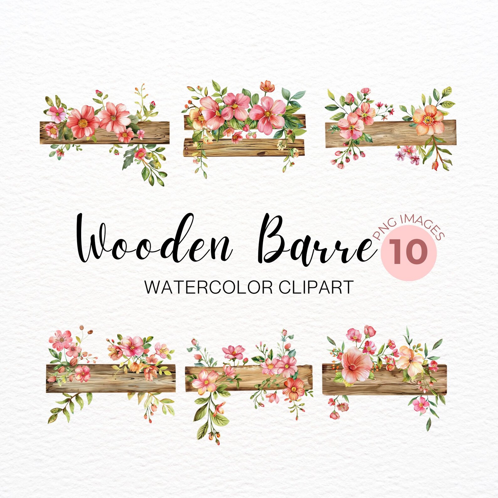 10 Wooden Signs Clipart, Floral Road Sign, Printable Watercolor Clipart ...
