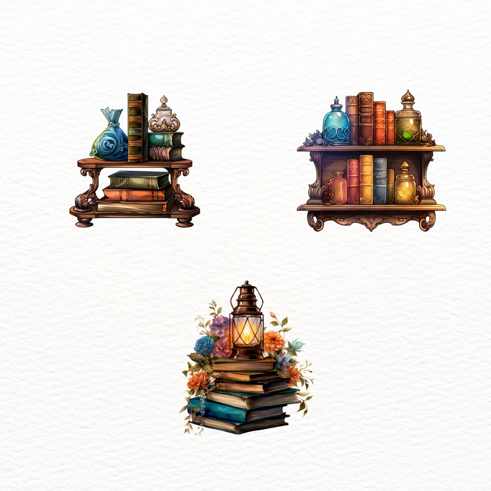 14 Watercolor Fantasy Books Clipart, Magical Book Clip Art, Vintage ...