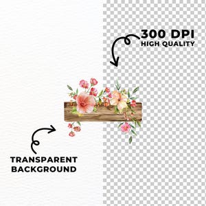 10 Wooden Signs Clipart, Floral Road Sign, Printable Watercolor Clipart ...