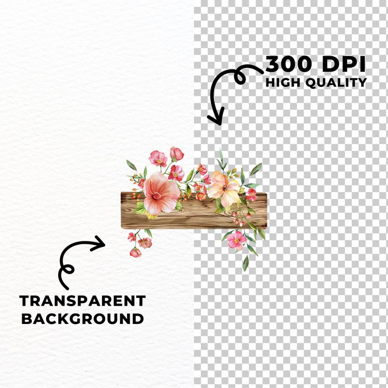 10 Wooden Signs Clipart, Floral Road Sign, Printable Watercolor Clipart ...