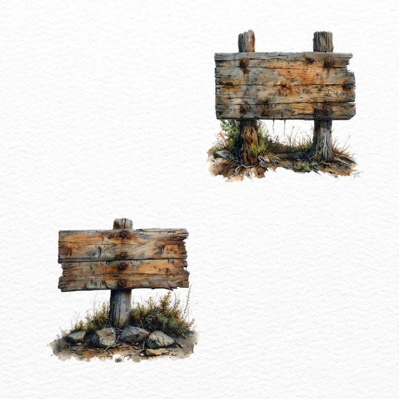 Watercolor Wooden Sign Clipart, Wood Plank, Sign Illustration, Wood ...