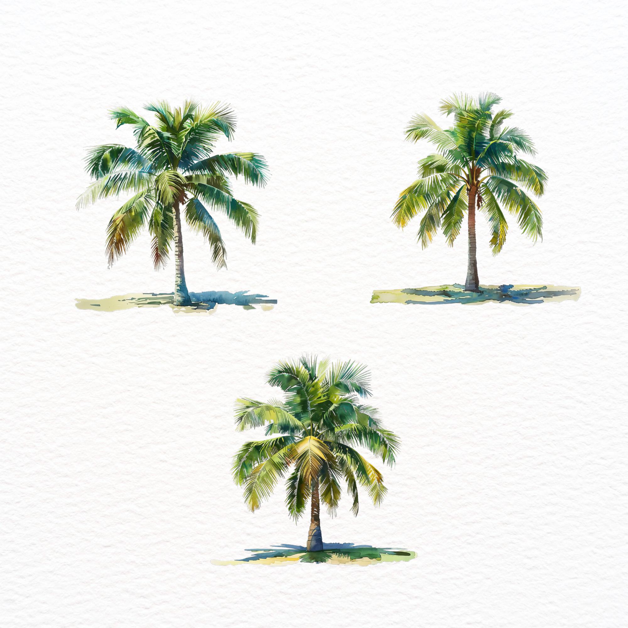 Watercolor Palm Trees Clipart, Palm Trees Clipart, Printable Watercolor ...
