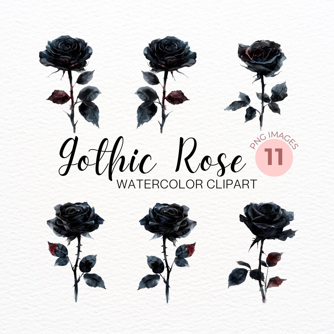 11 Gothic Flowers Clipart, Gothic Floral Roses Clip Art, Dark Fantasy ...