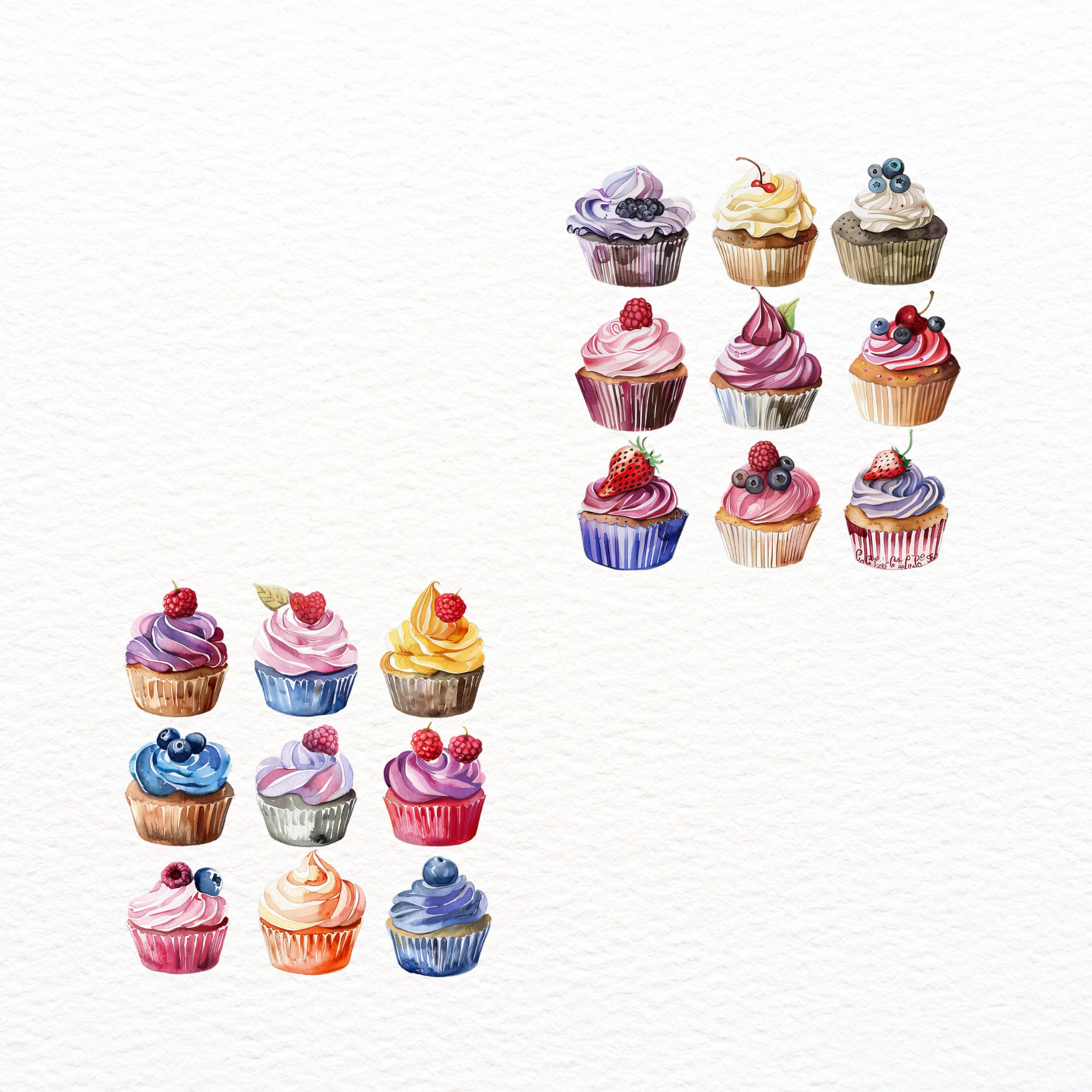 Watercolor Cupcake Clipart, Watercolor Dessert Clipart, Cupcake Images ...
