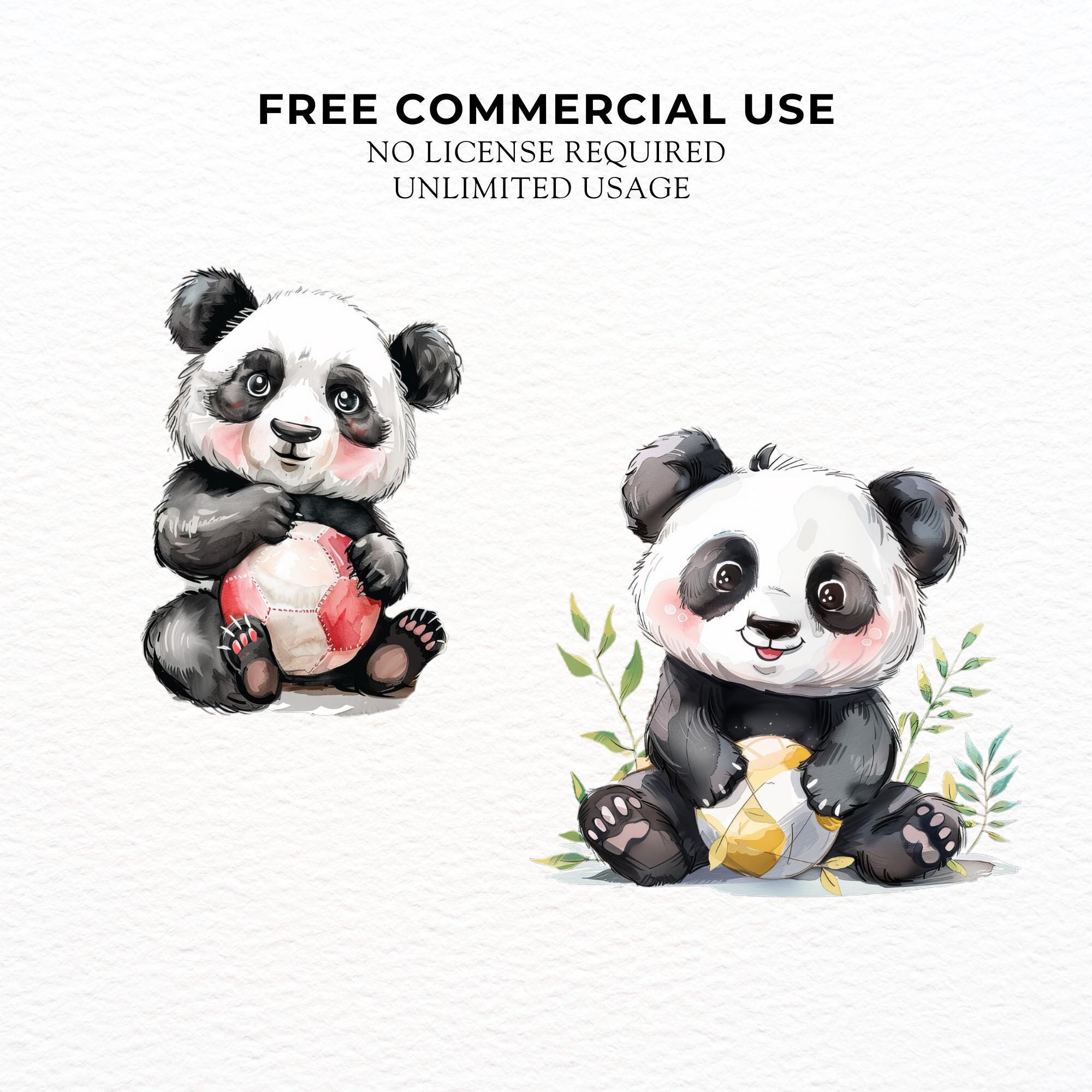 14 Watercolor Panda Clipart, Cute Baby Panda Clipart, Printable ...