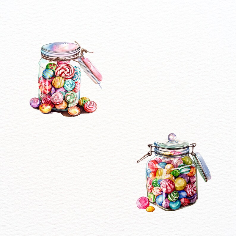 Watercolour Vintage Candy Jar, Candy Jar Clipart, Printable Watercolor ...