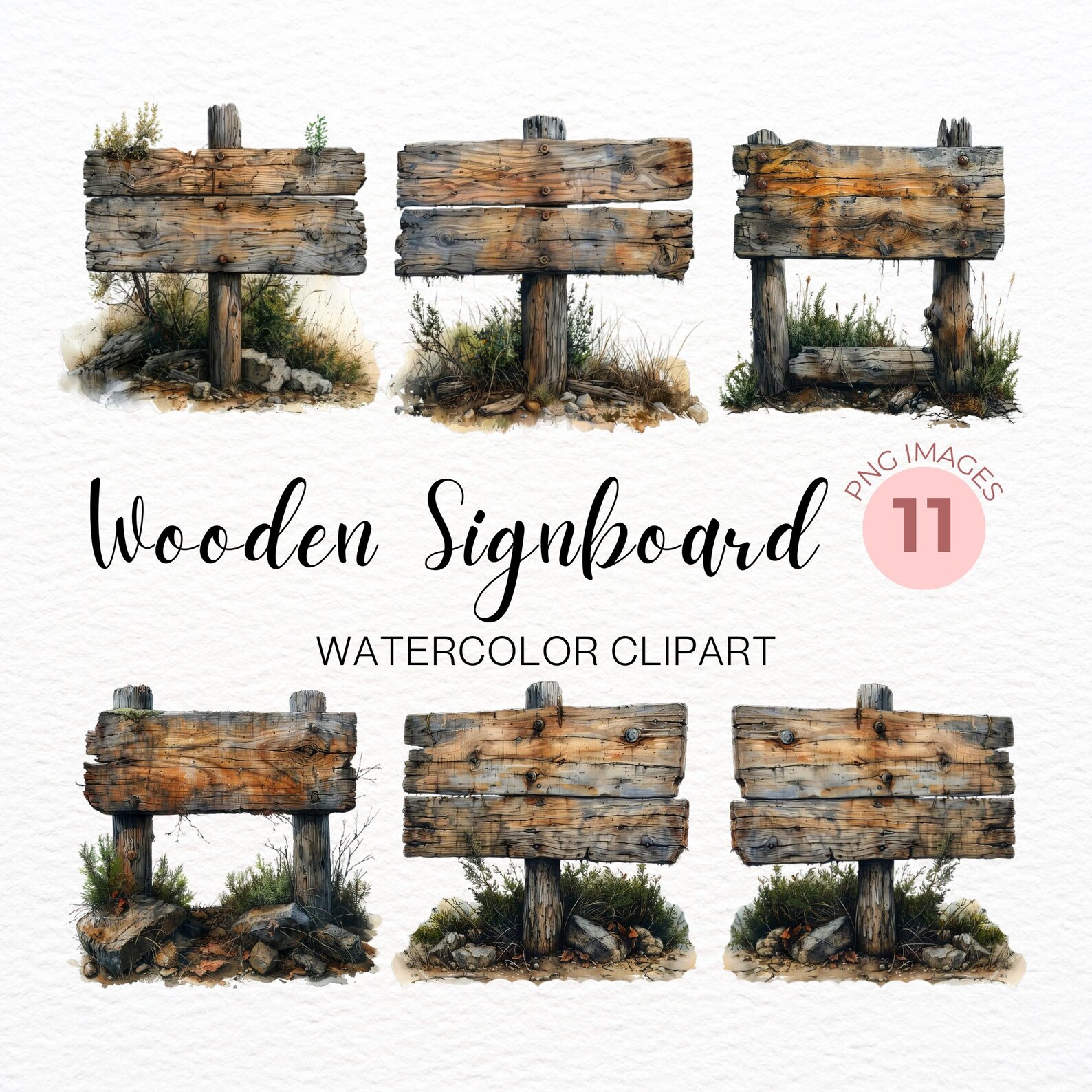 Watercolor Wooden Sign Clipart, Wood Plank, Sign Illustration, Wood ...