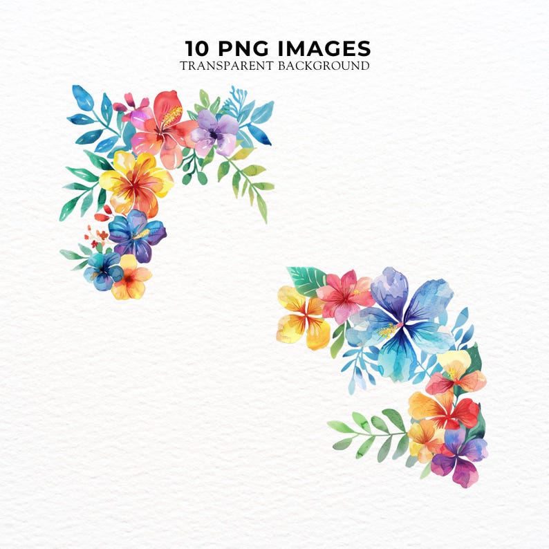 10 Floral Rainbow Clipart, Floral Wreath, Rainbow Clipart, Printable ...