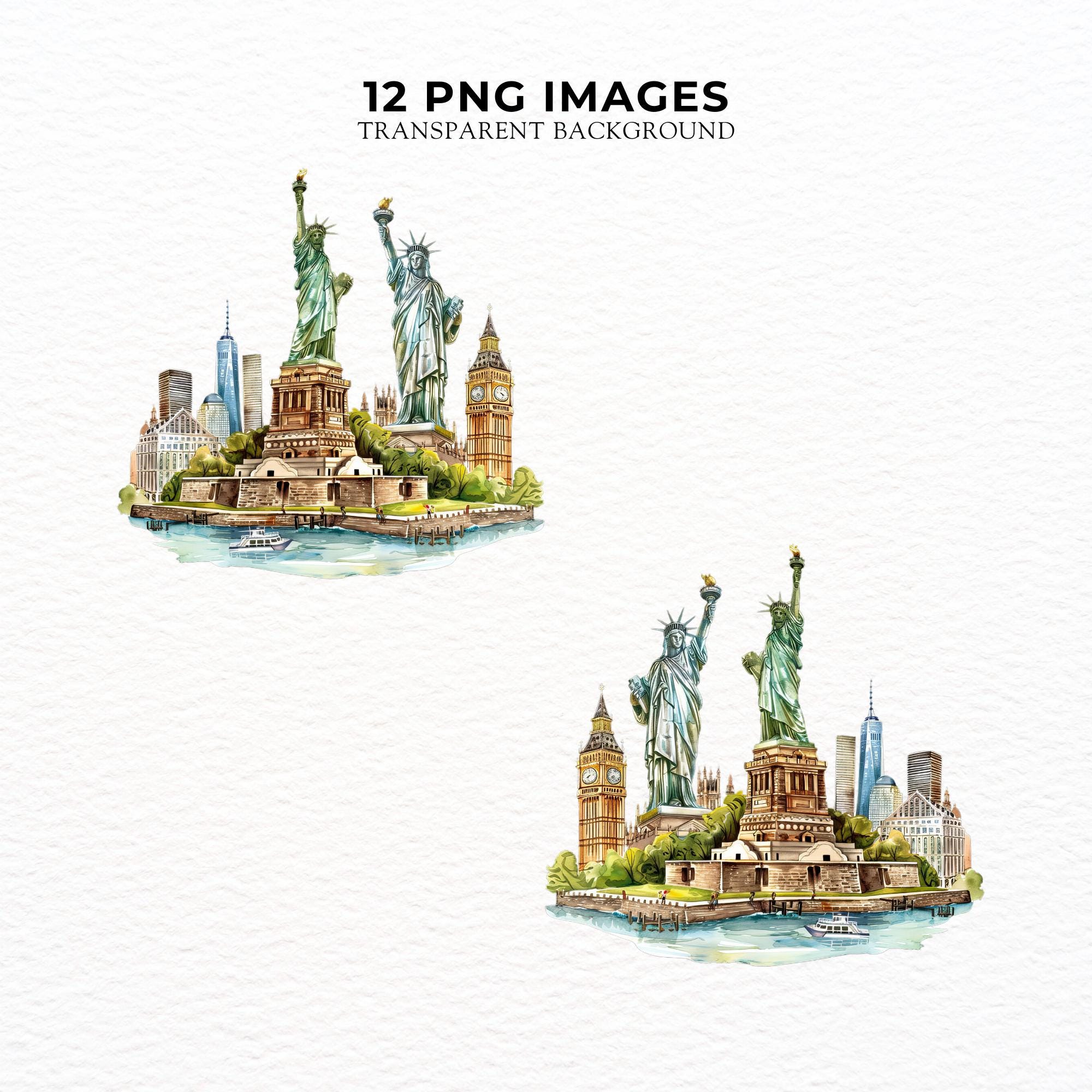 Watercolor Landmarks, Popular Landmarks Clipart, Printable Watercolor ...