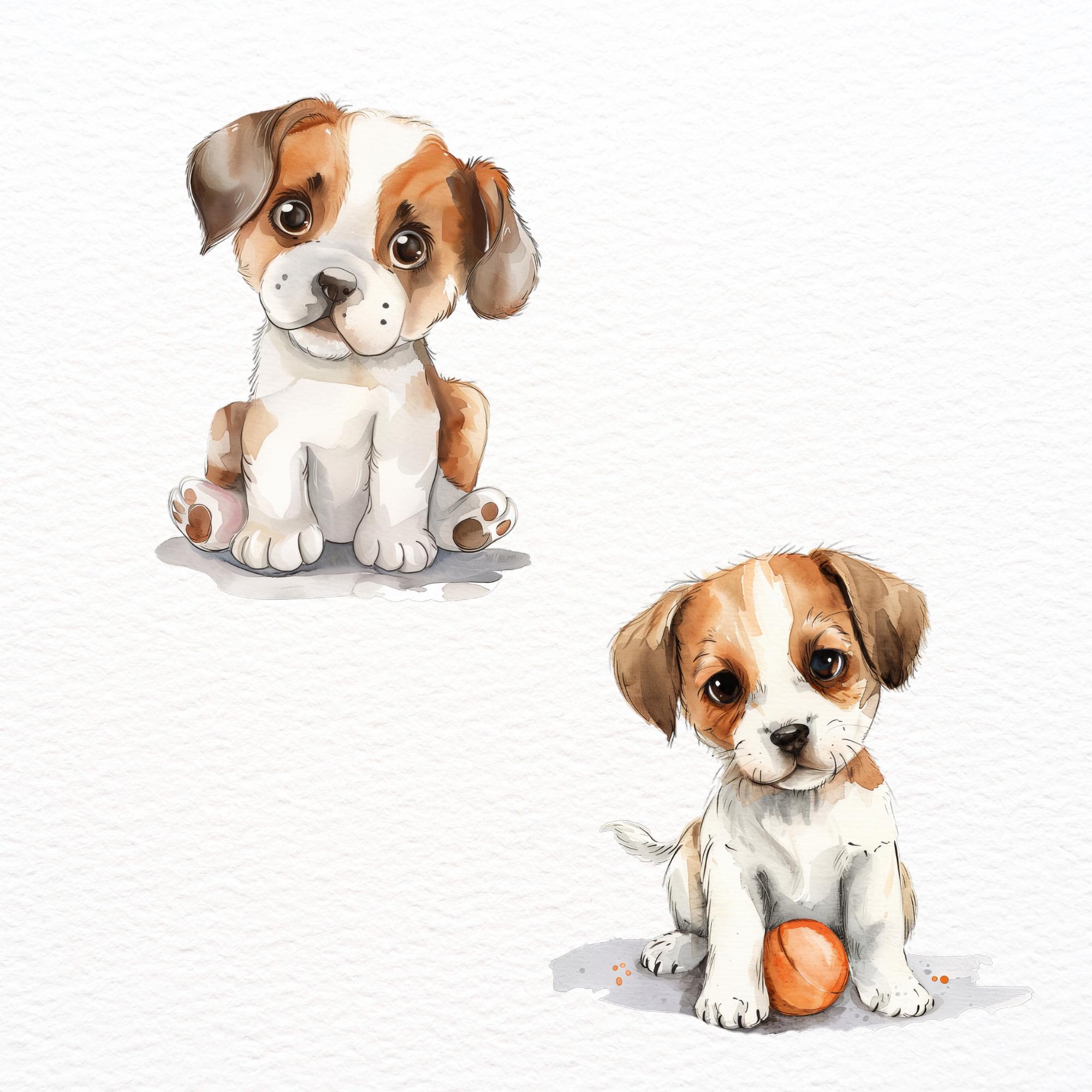 Watercolor Puppies Clipart, Painted Puppy Clipart, Puppy, Printable ...