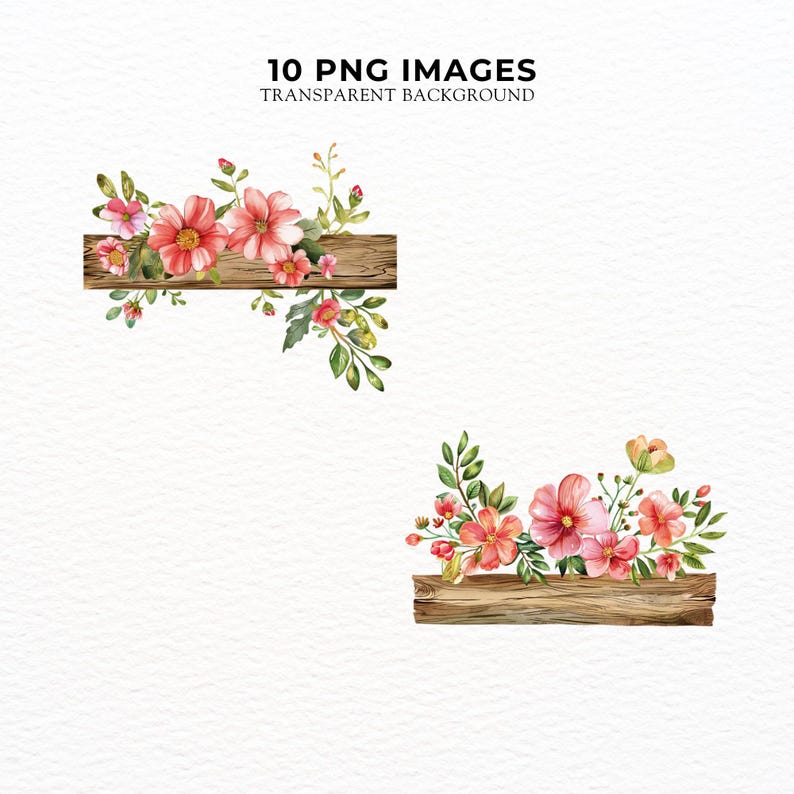 10 Wooden Signs Clipart, Floral Road Sign, Printable Watercolor Clipart ...