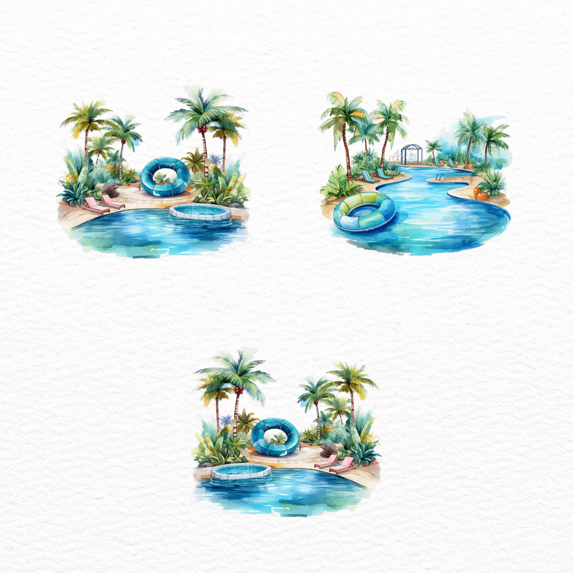 Watercolor Pool Party Clipart, Summer Clipart, Pool Clipart,party ...