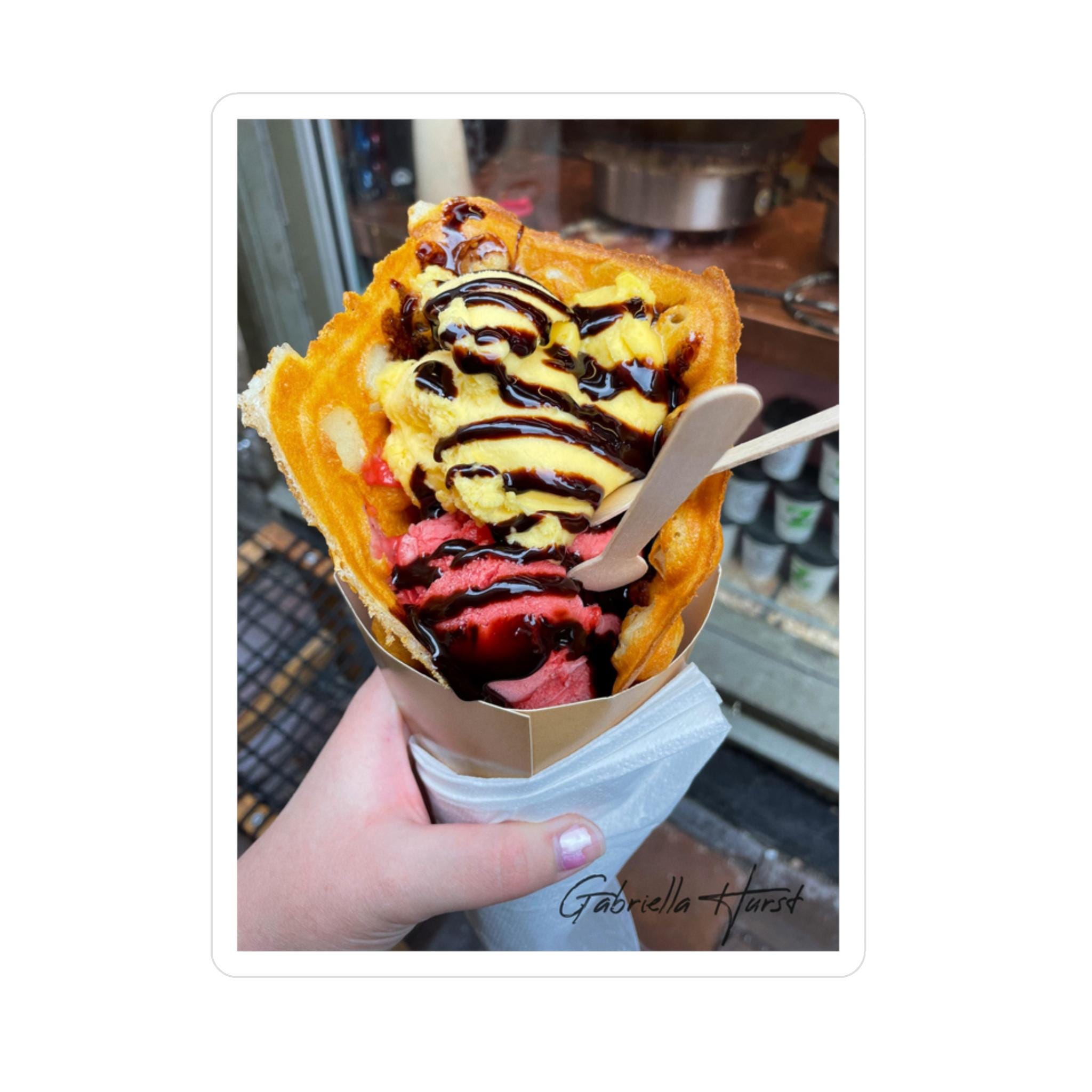 Mango & Strawberry Bubble Waffle Cone Vinyl Stickers - Etsy