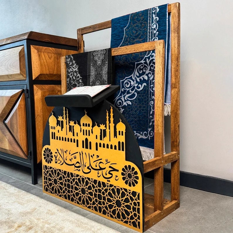 Prayer Rug Holder Prayer Mat Storage Quran Stand Ramadan Decoration Eid ...