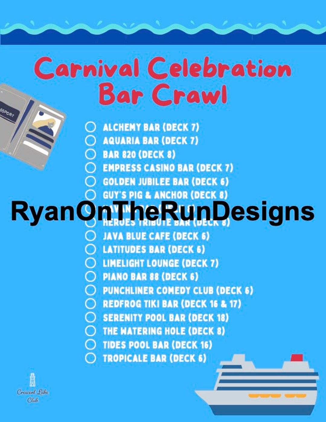Carnival Celebration Bar Crawl Checklist Downloadable PDF - Etsy