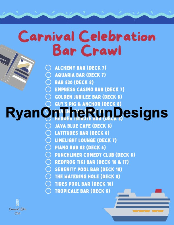 Carnival Celebration Bar Crawl Checklist Downloadable PDF - Etsy