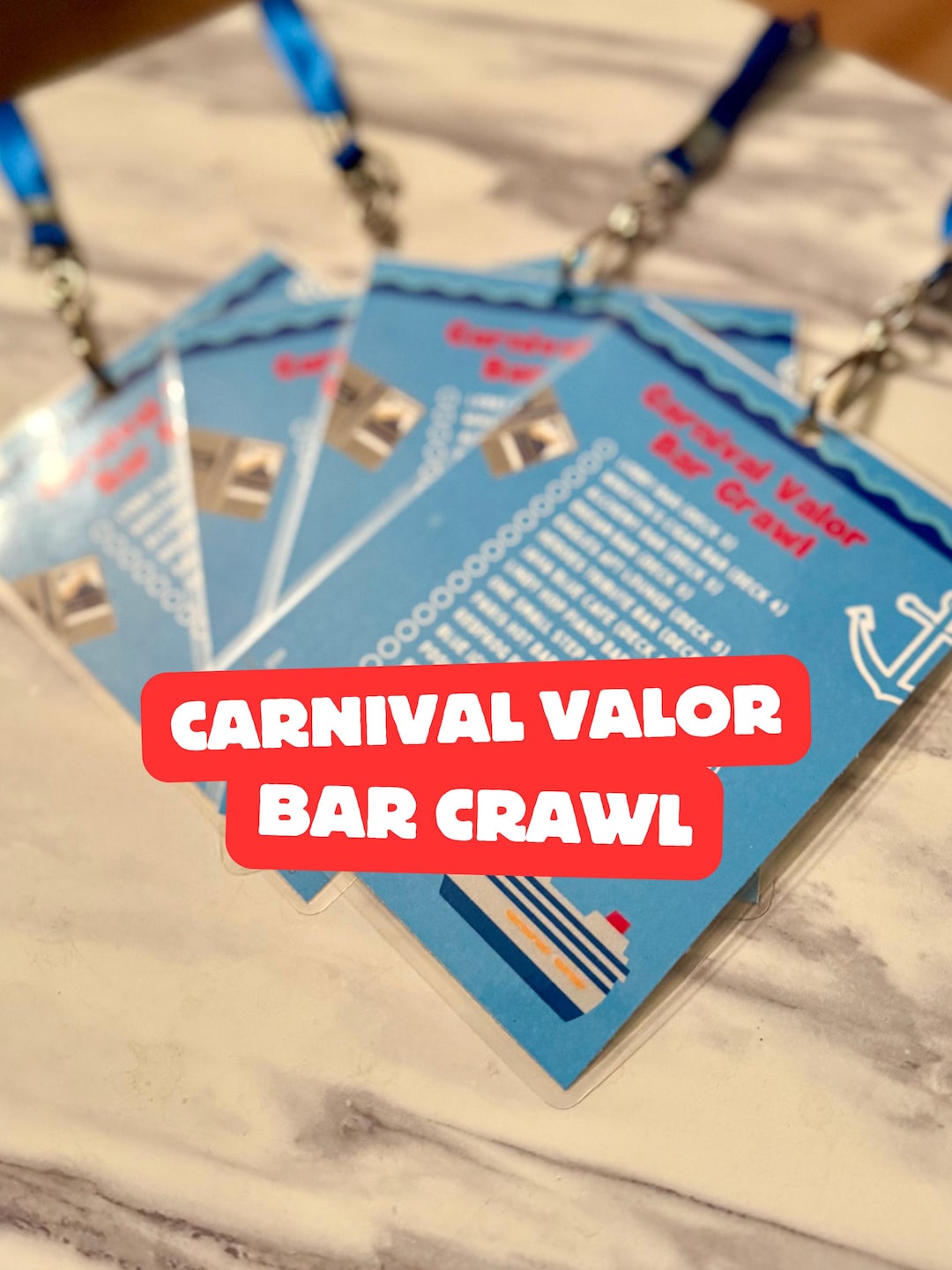 Carnival Valor Bar Crawl Lanyard – Drink Checklist & Ship Bar Passport ...