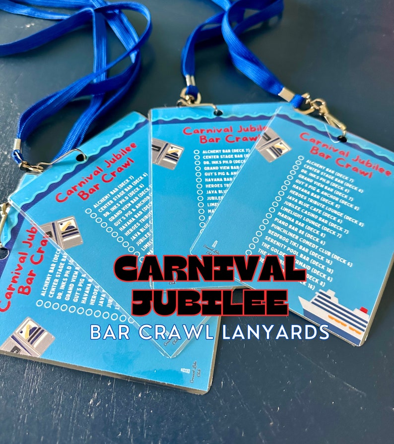 Carnival Jubilee Bar Crawl Lanyard – Cruise Drink Checklist & Ship Bar ...