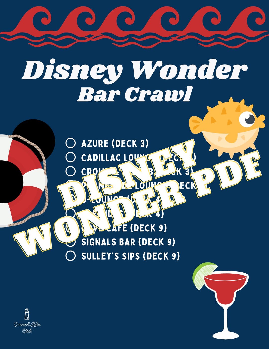 Disney Wonder Bar Crawl Checklist Digital PDF Download - Etsy