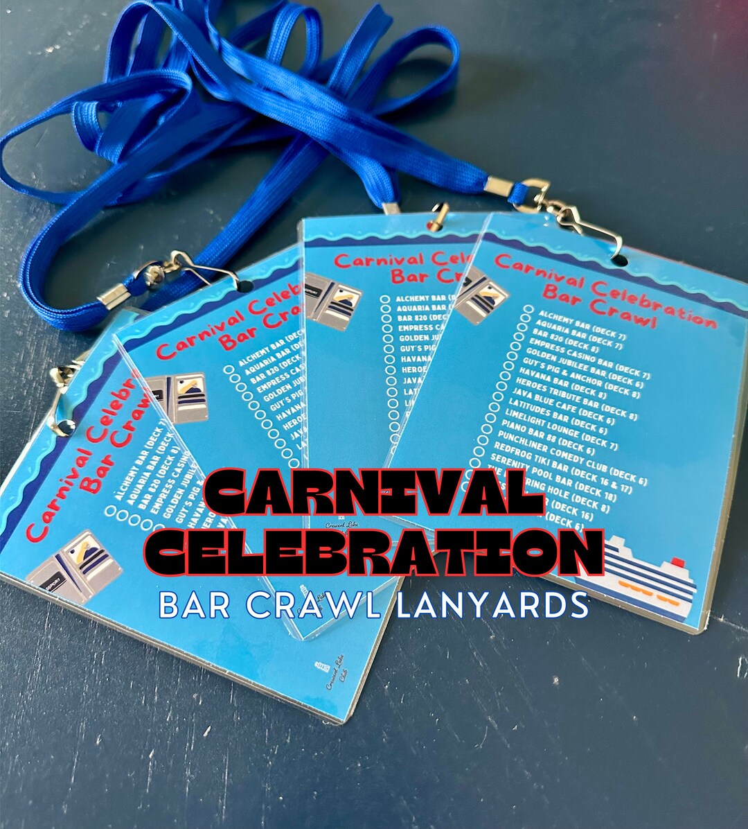 Carnival Celebration Bar Crawl Lanyard – Drink Checklist & Ship Bar ...