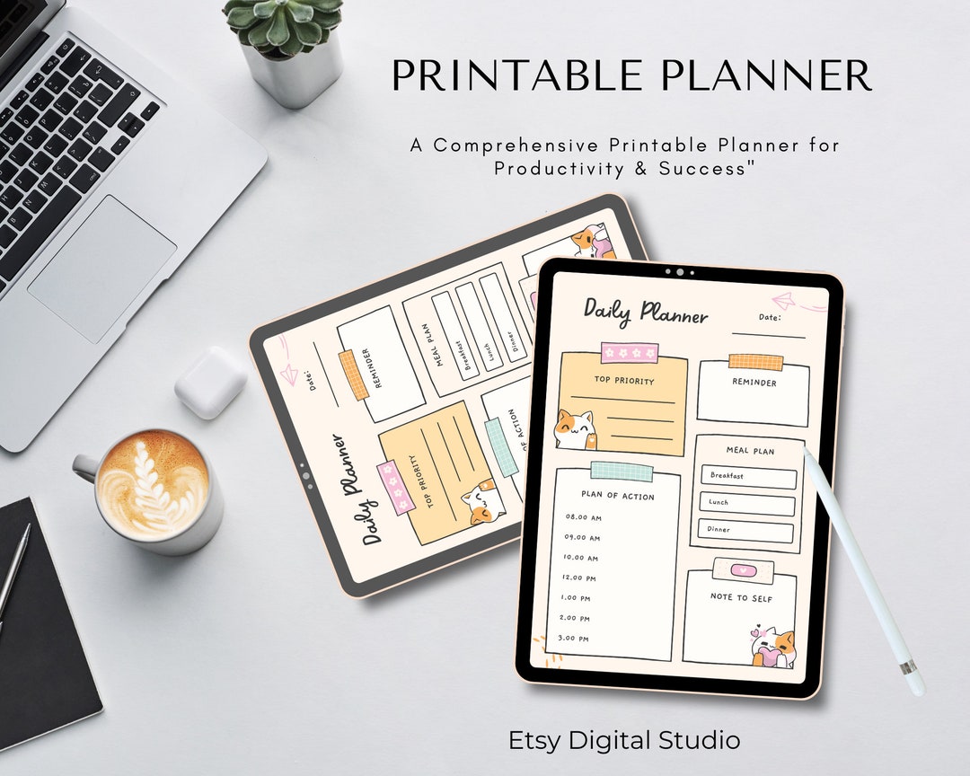 Pastel Cute Daily Planner || Productivity Planner Printable || Daily ...
