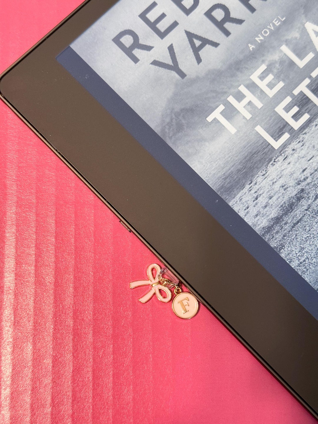 Coquette USB-C Dust Cover, Personalized Initial Charm, Bookish Kindle ...