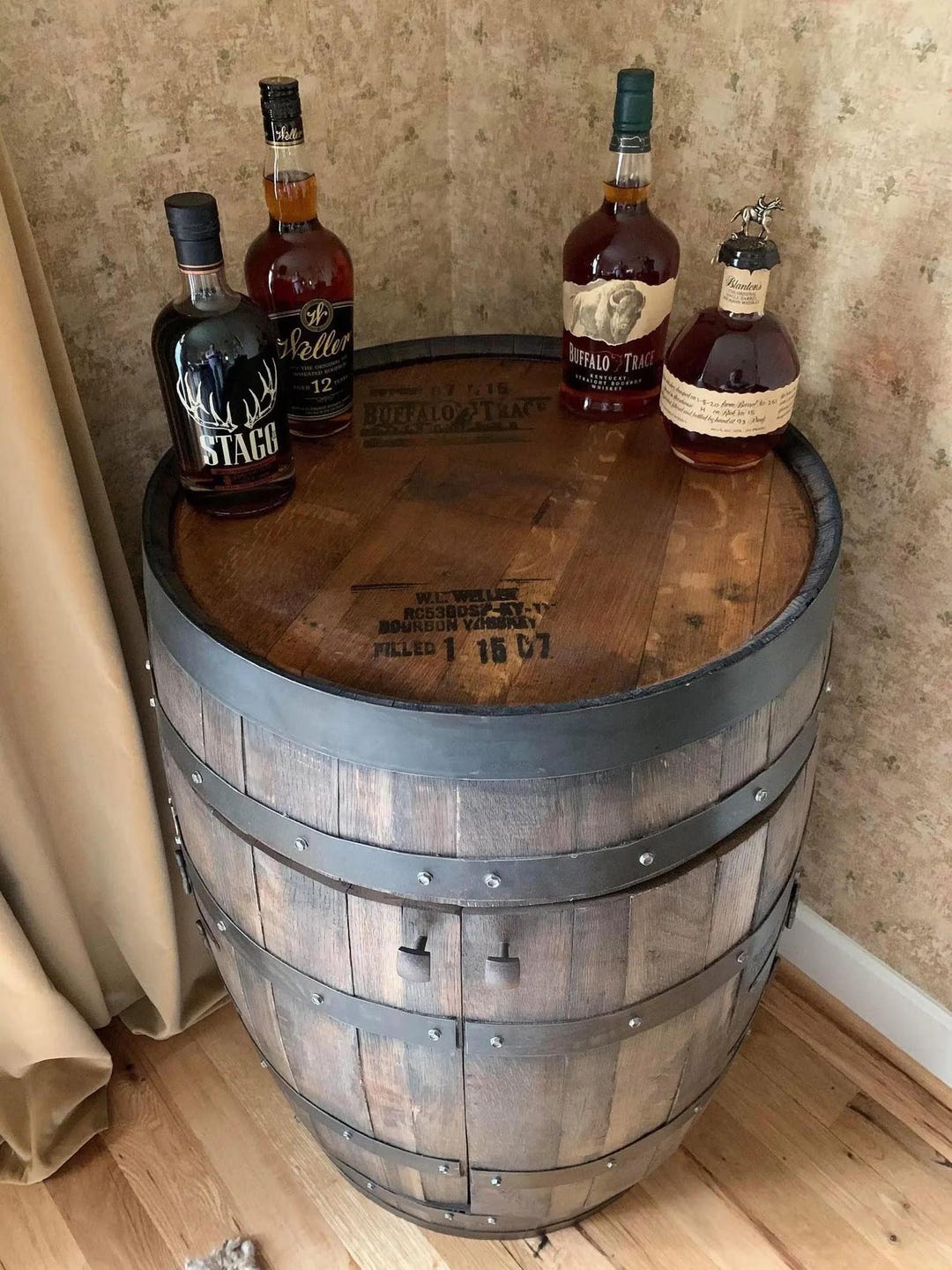 Bourbon Barrel Cabinet With Built-in LED Lights,crafted From Genuine ...