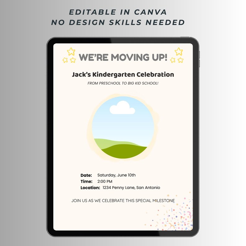 Kindergarten Graduation Invitation Canva Template | Moving up Ceremony ...