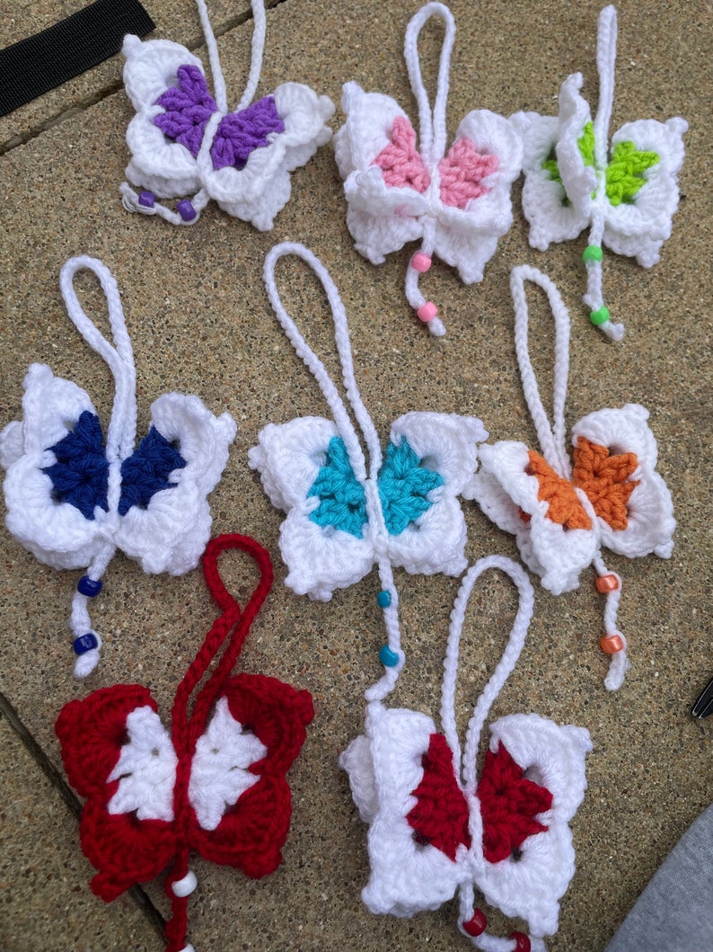 Crochet Butterfly Bag Charm Handcrafted Bag Accessory - Etsy