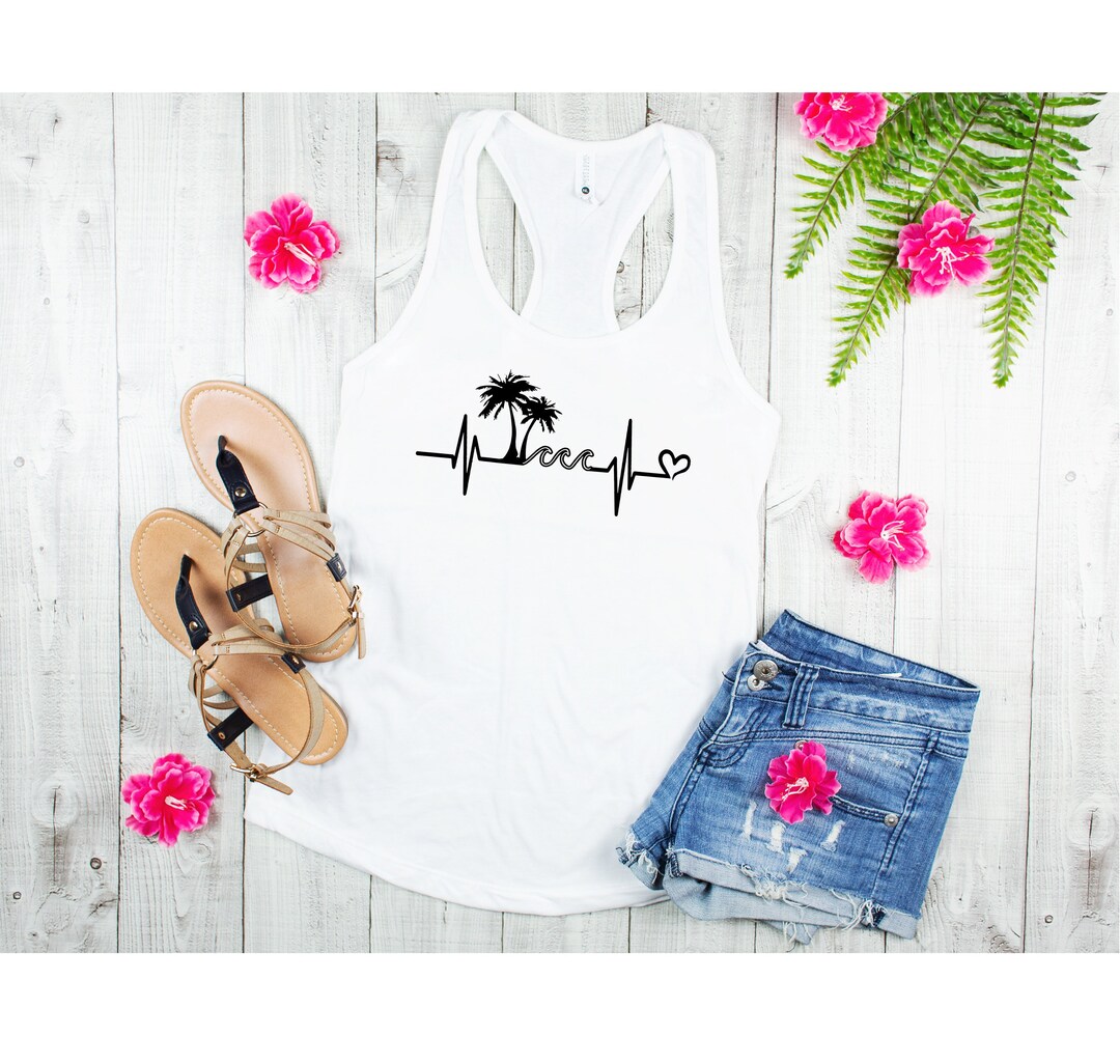 Beach Heartbeat Tank Top, Beach Life Tank Top, Summer Heartbeat Tank ...