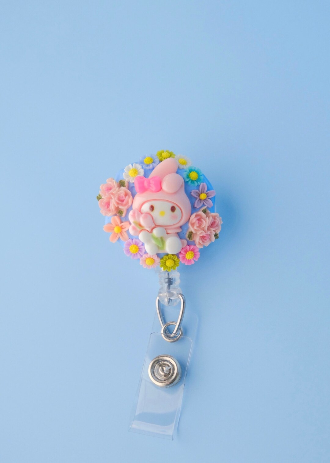 My Melody Decoden Kawaii Cute, Retractable Badge Reel, Swivel Alligator ...