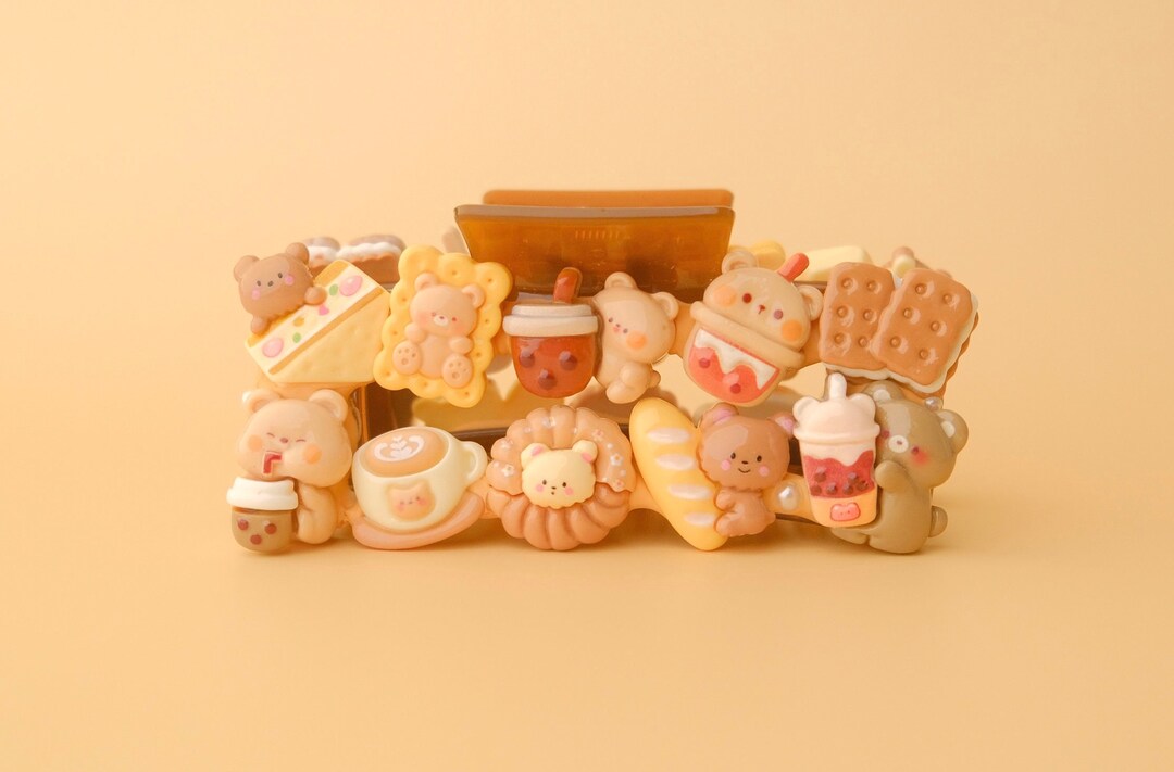 Decoden Kawaii Large Brown Hair Claw Clip, Cute Bear Characters, Cafe ...