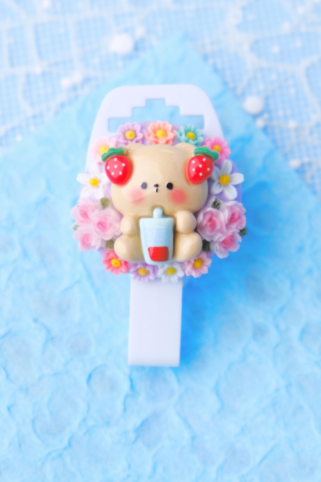 MRI Safe Cute Strawberry Bear Decoden Kawaii, Retractable Badge Reel ...