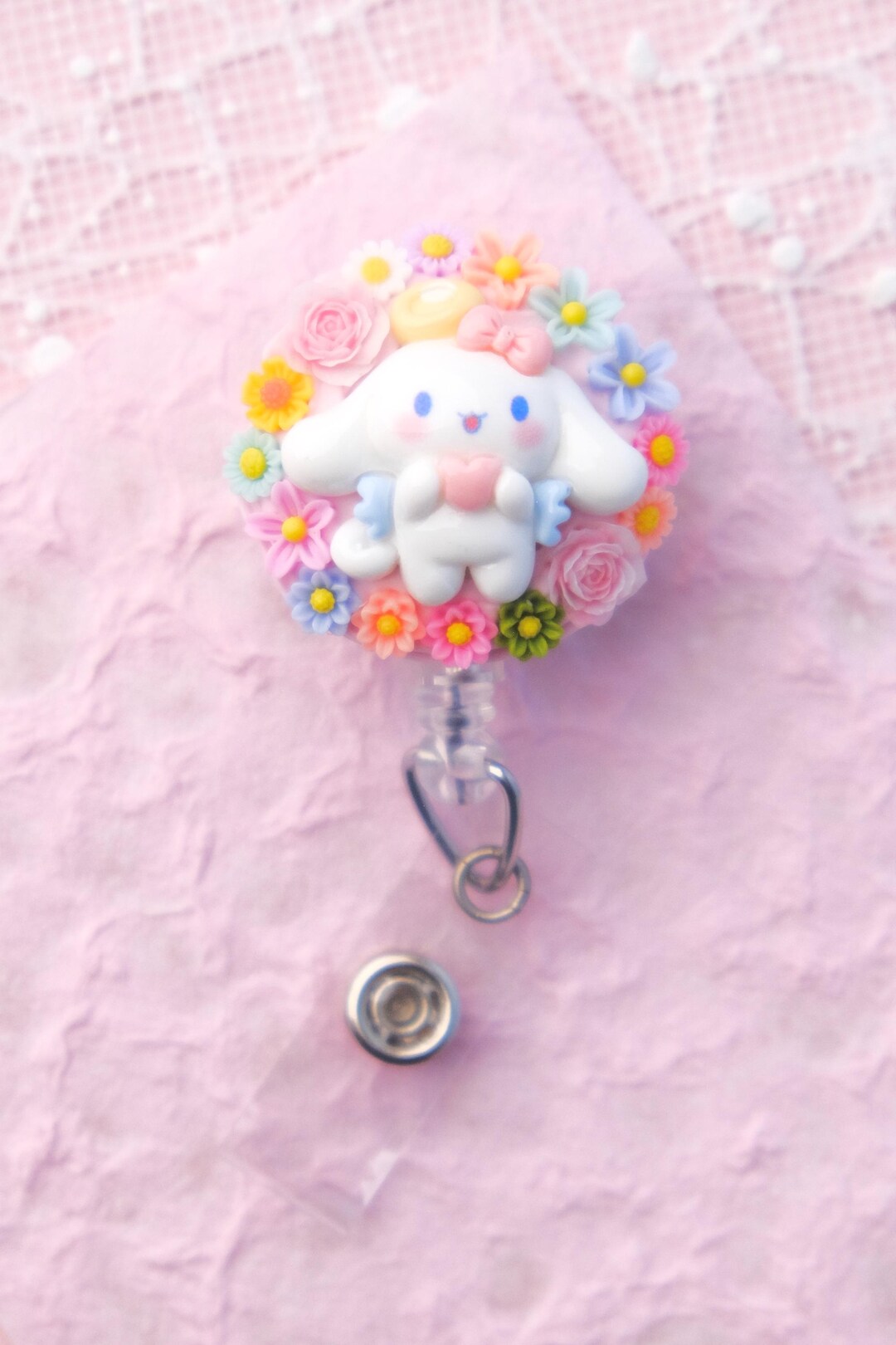 Cinnamoroll Decoden Kawaii Cute, Retractable Badge Reel, Belt Clip ...