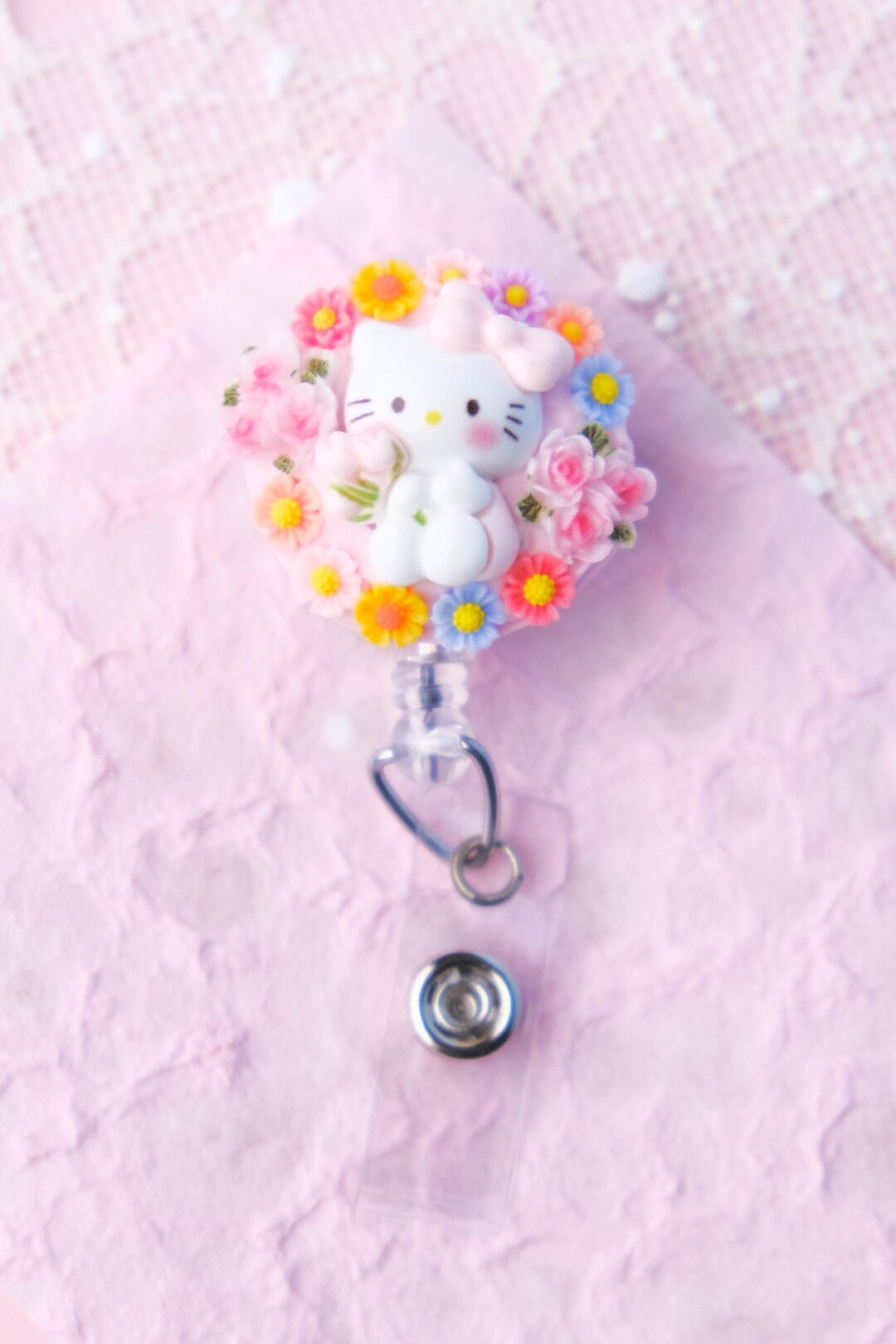Hello Kitty Decoden Kawaii Cute, Retractable Badge Reel, Belt Clip ...