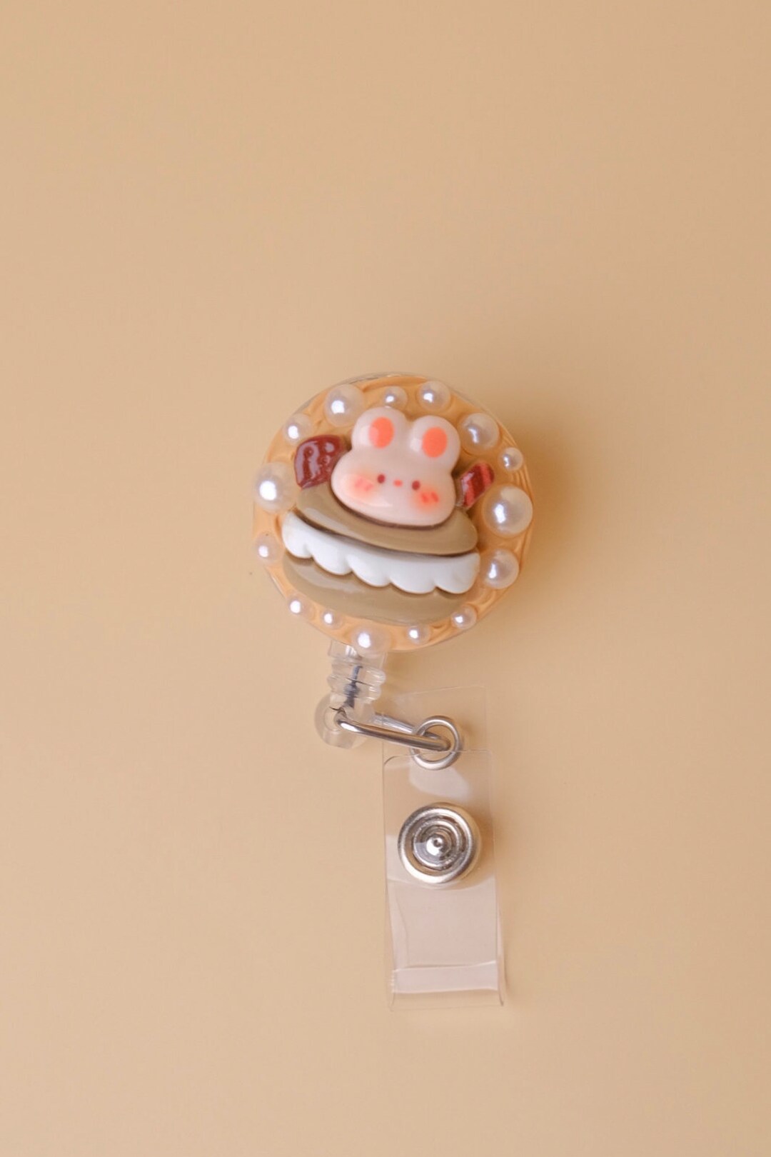 Decoden Kawaii Cute Macaron Bunny, Retractable Badge Reel, Swivel ...