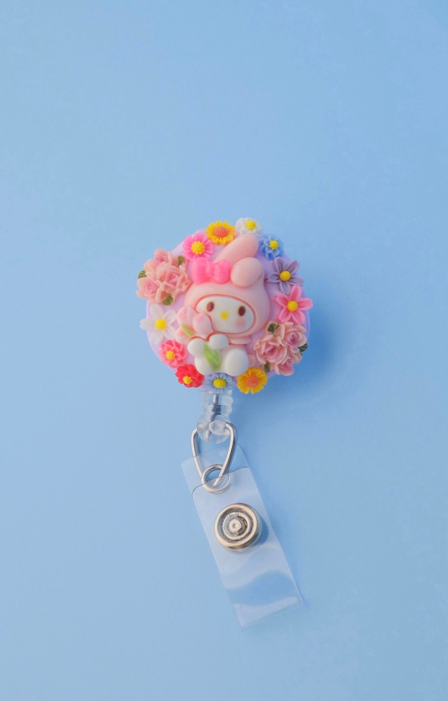 My Melody Decoden Kawaii Cute, Retractable Badge Reel, Swivel Alligator ...