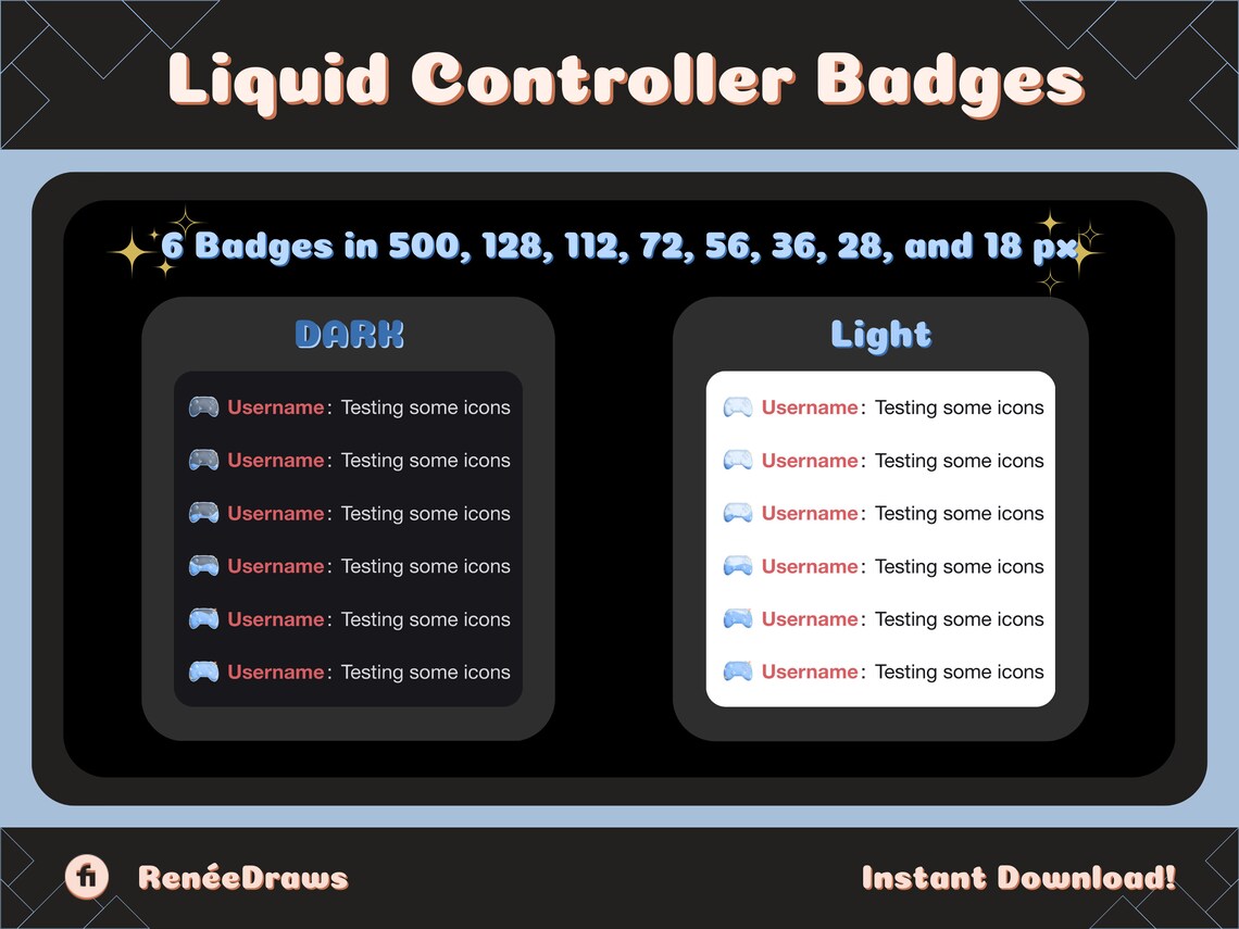 Blue Bottle Game Controller Twitch Sub Bit Badges, Kawaii Glass Remote ...