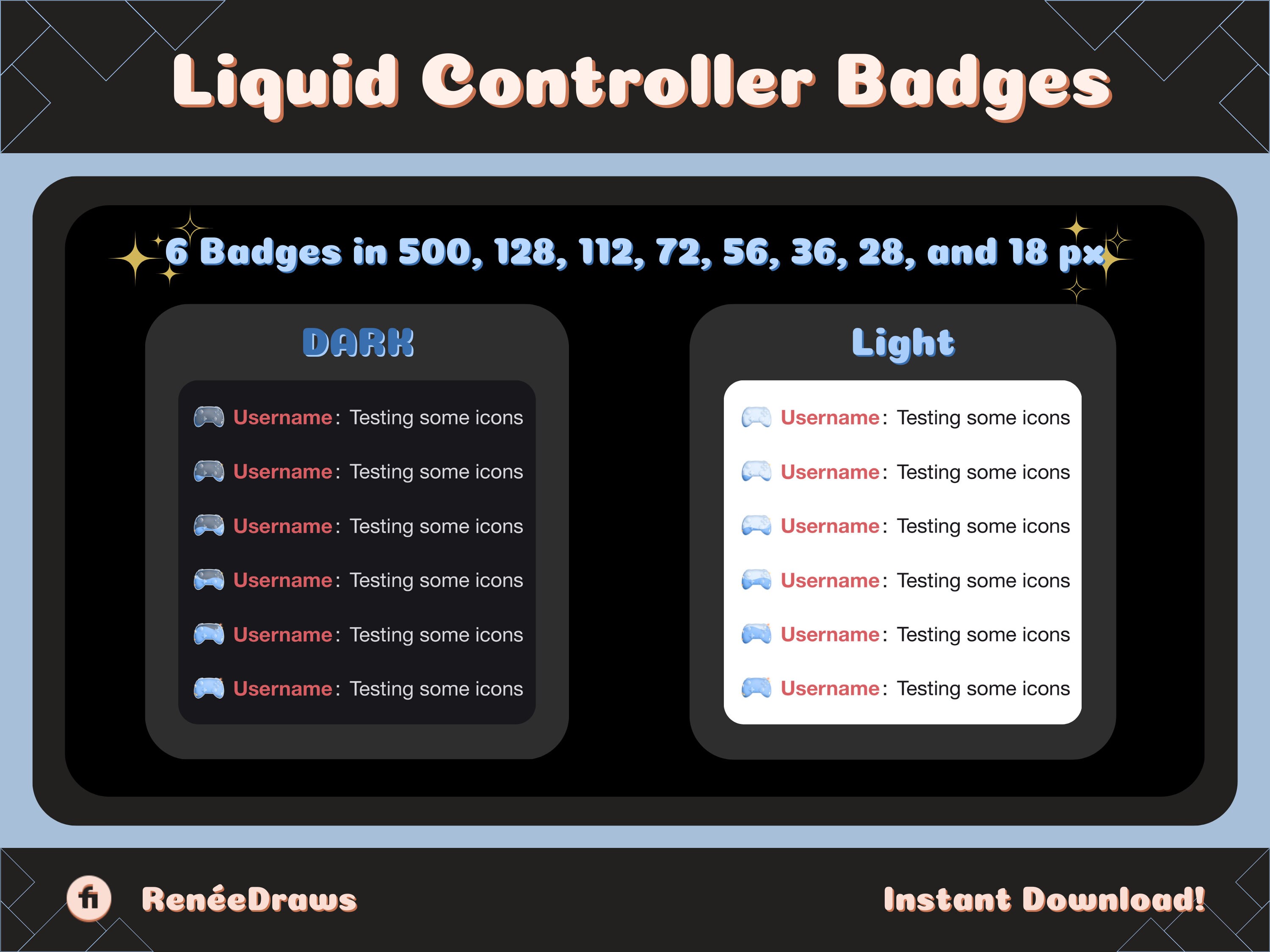 Blue Bottle Game Controller Twitch Sub Bit Badges, Kawaii Glass Remote ...