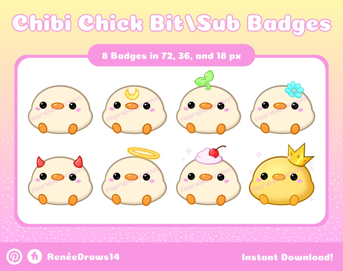 Chibi Chick Sub Badges for Twitch, Kick, Discord /bit Badges /discord ...