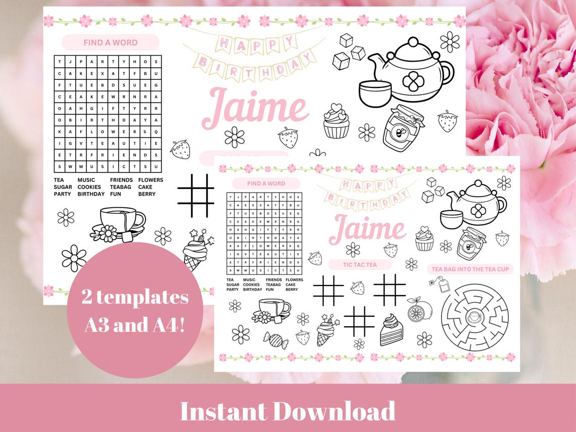 Editable Tea Party Activity Sheet | Customisable Activity Sheet ...