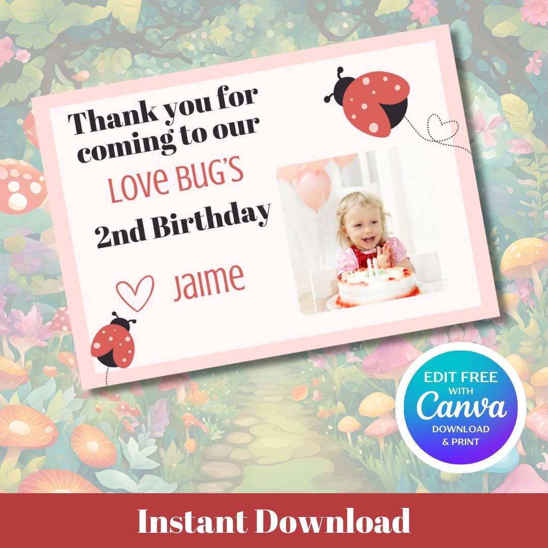 Birthday Thank You Photo Card | Photo Thank You Card Template | Love ...