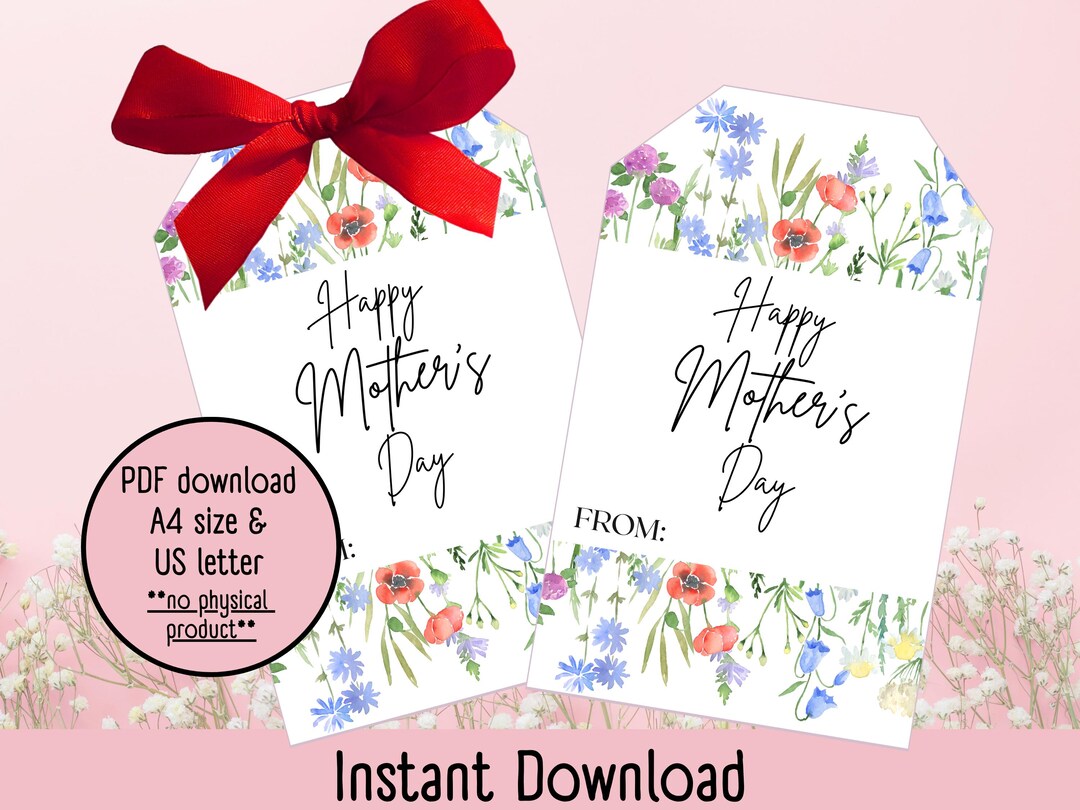 Instant Download Wild Flower Mother's Day Gift Tags for Kids, DIY ...