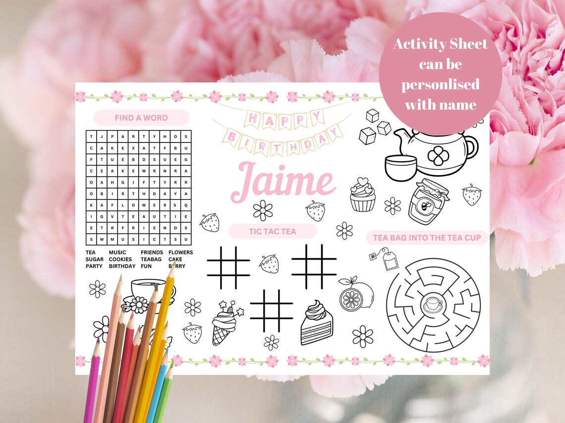 Editable Tea Party Activity Sheet | Customisable Activity Sheet ...