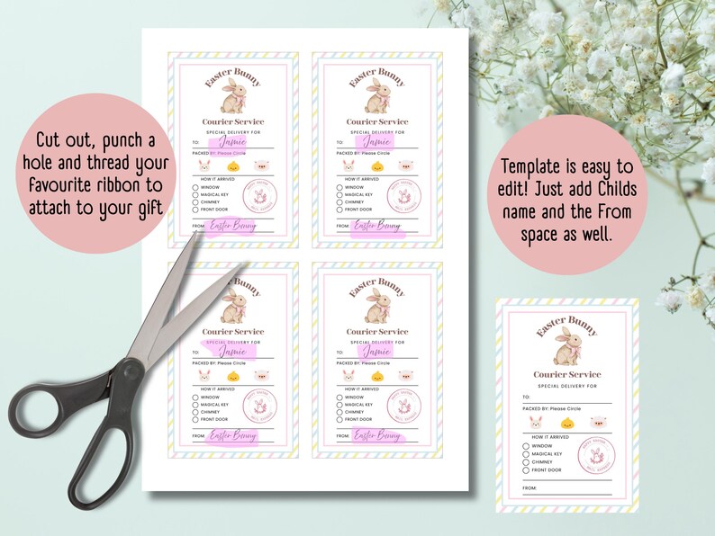 Printable Easter Bunny Special Delivery Gift Tag, Easter Gift Tags ...