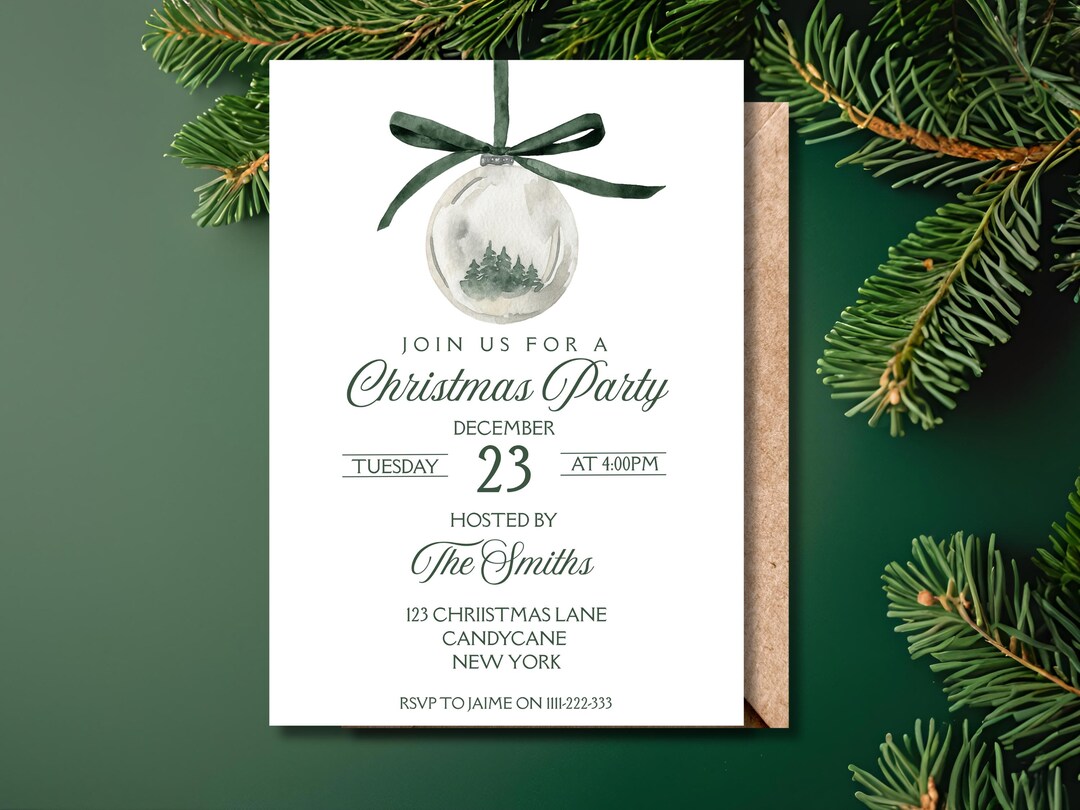 Christmas Party Invitation, Christmas Bauble, Template Canva, Staff ...